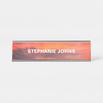 Sunset Sky Photo Custom Clouds Orange Cool Desk Name Plate | Zazzle
