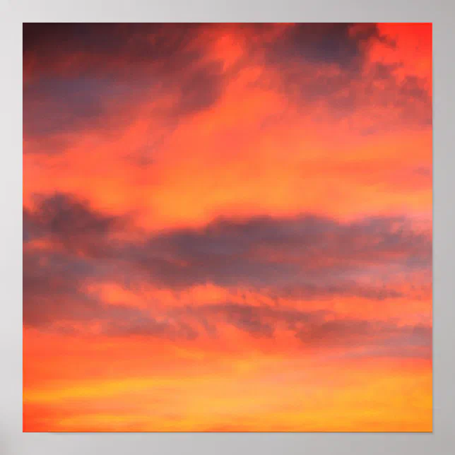 Sunset Sky Photo Picture Landscape Orange Colorful Poster | Zazzle