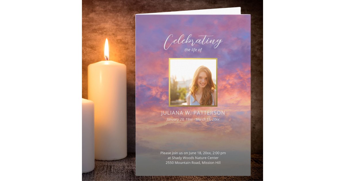 Sunset Sky Photos Celebration of Life Funeral Program | Zazzle