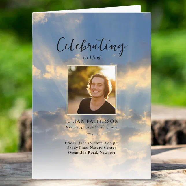 Sunset Sky Photos Celebration of Life Funeral Program | Zazzle