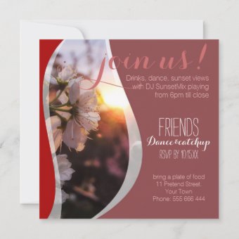 Sunset Spring Blossoms Cocktail Party Invitations | Zazzle