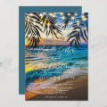 Sunset String Lights Beach Wedding Invitation | Zazzle