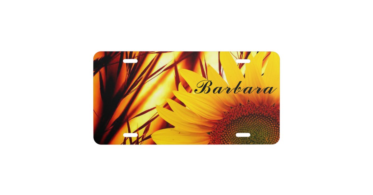 Sunset & Sunflower License Plate | Zazzle