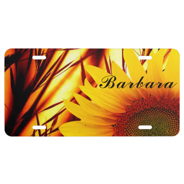 Sunset & Sunflower License Plate | Zazzle
