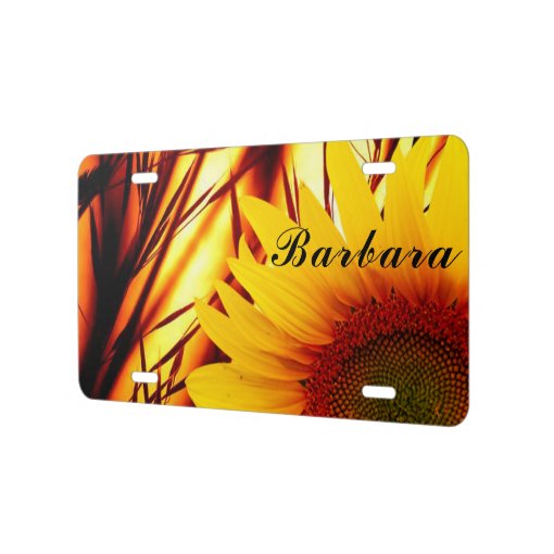 Sunset & Sunflower License Plate | Zazzle