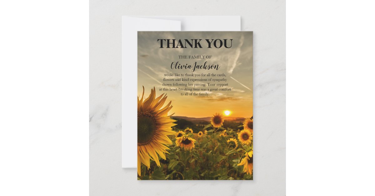 Sunset & Sunflowers | Appreciation Thank You Card | Zazzle