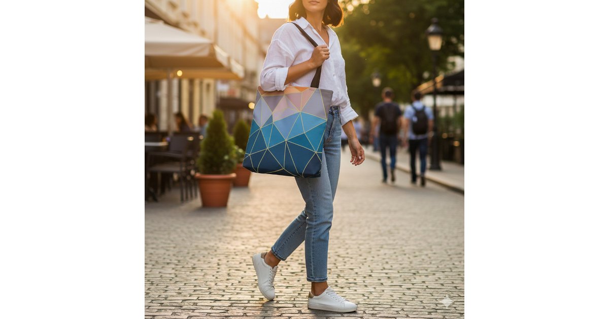 Sunset tote. Geometric pattern tote bag | Zazzle