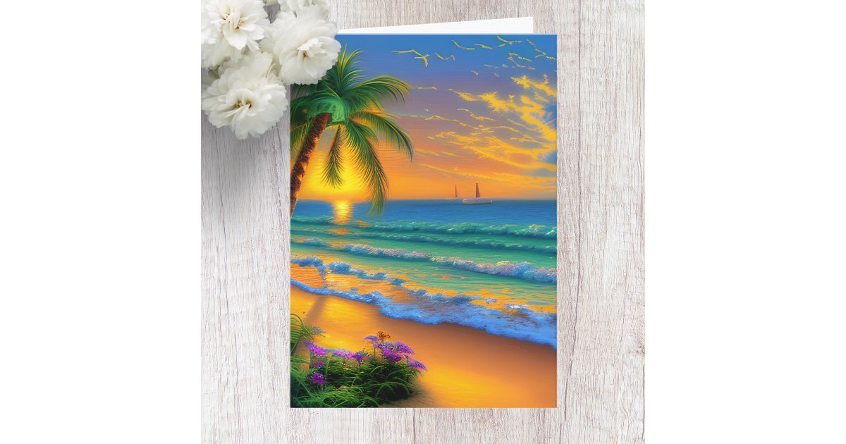 Sunset Tropical Birthday Card | Zazzle