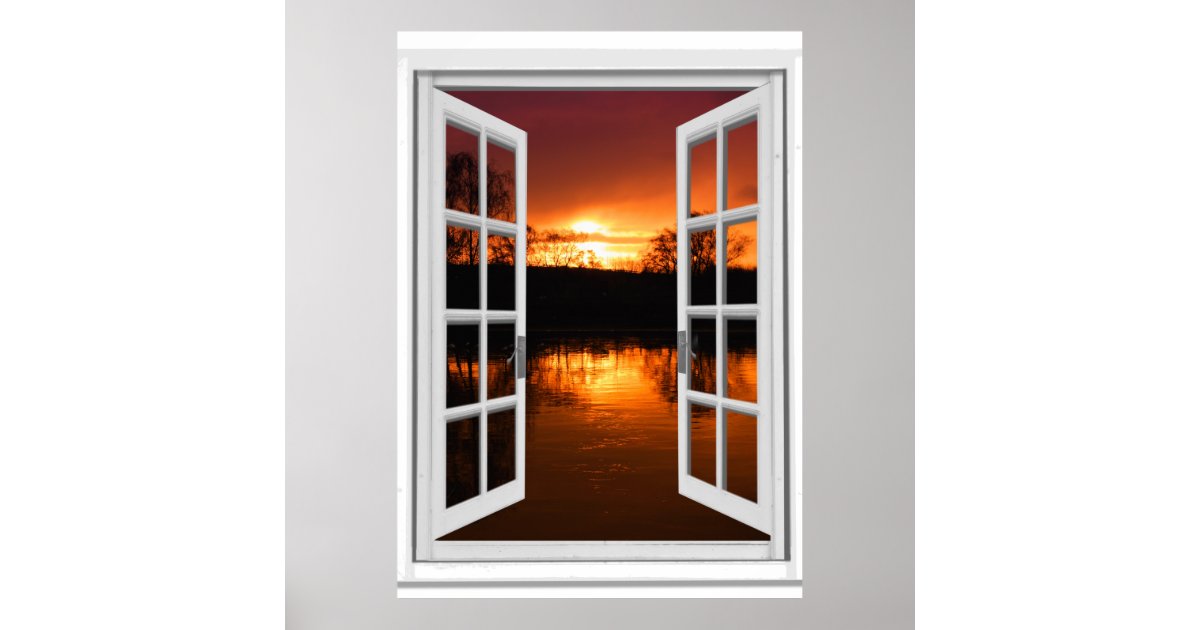 Sunset View Fake Window Poster | Zazzle