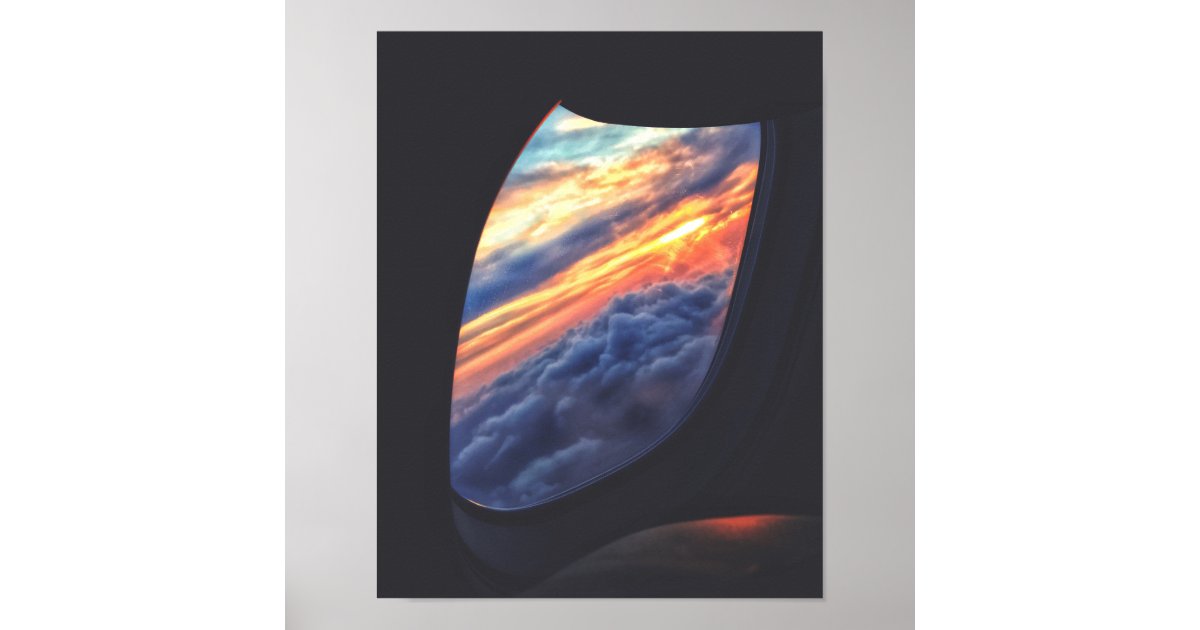 Sunset View from an Airplane Window Poster | Zazzle