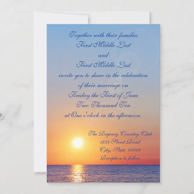 Sunset Wedding Invitation | Zazzle