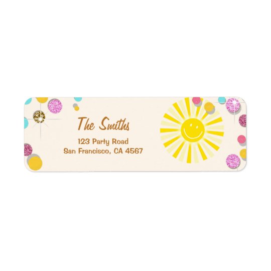Sunshine Address Labels Summer Pink Gold Mint | Zazzle.com