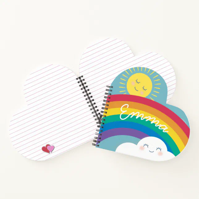 Sunshine and Rainbows Hearts Notebook | Zazzle