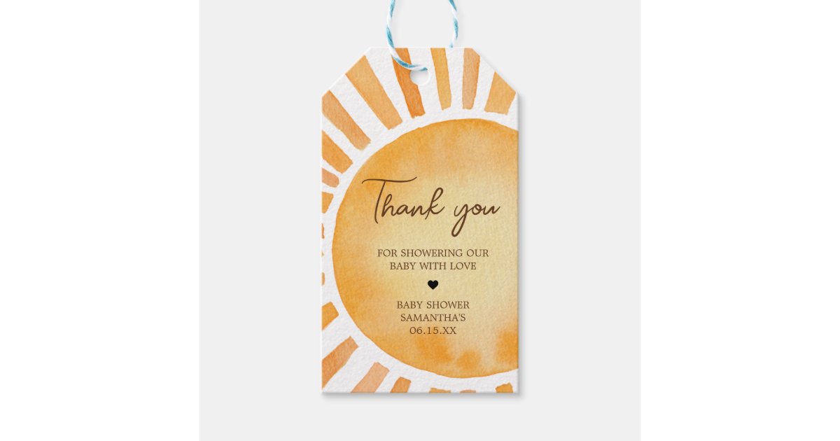 Sunshine Baby Shower Favor Tags | Zazzle