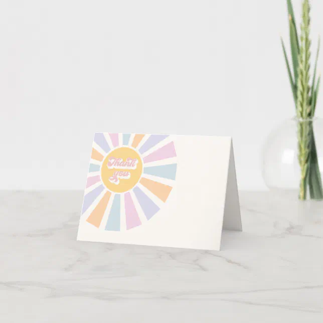 Sunshine Baby Shower Here Come The Sun Pink Rays Thank You Card | Zazzle