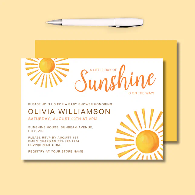 Sunshine Baby Shower Invitation | Zazzle