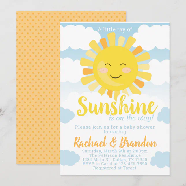 Sunshine Baby Shower Invitation Invite | Zazzle