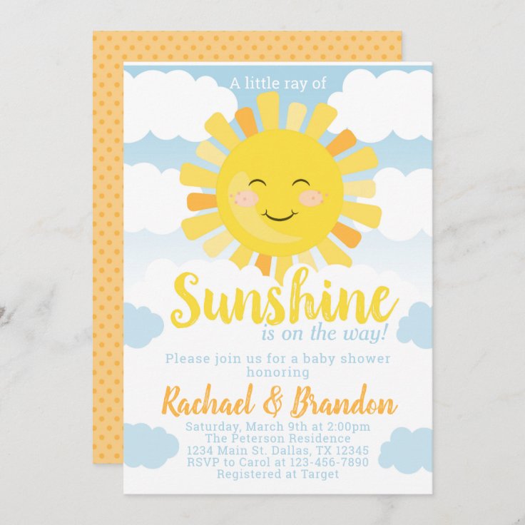 Sunshine Baby Shower Invitation Invite | Zazzle