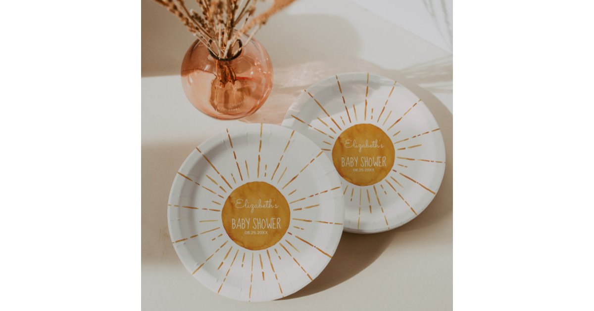 Sunshine Baby Shower Paper Plates | Zazzle