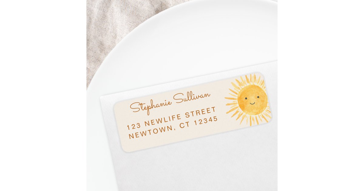 Sunshine Baby Shower Return Address Label | Zazzle