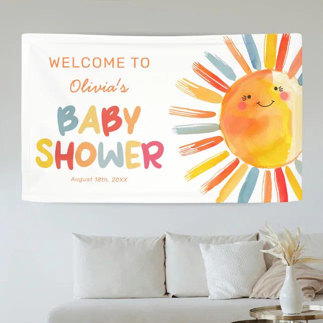 Sunshine Baby Shower Welcome Banner | Zazzle