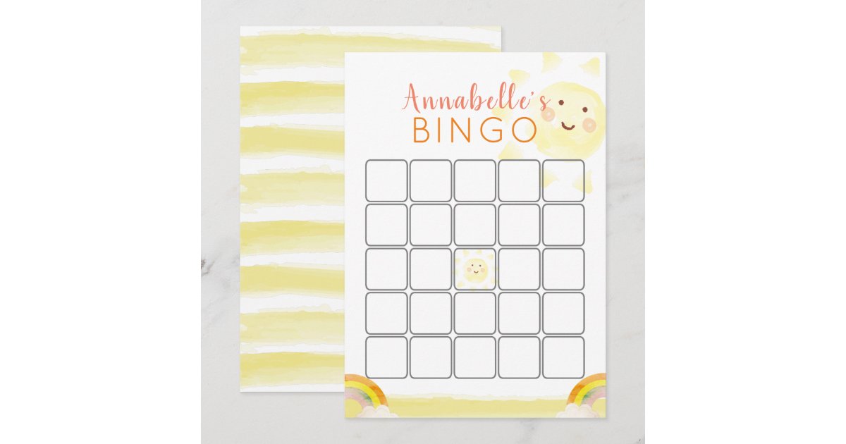 Sunshine Birthday Bingo Game Card | Zazzle
