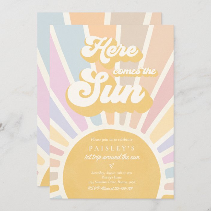Sunshine Birthday Boho 1st Trip Around The Sun Invitation Zazzle