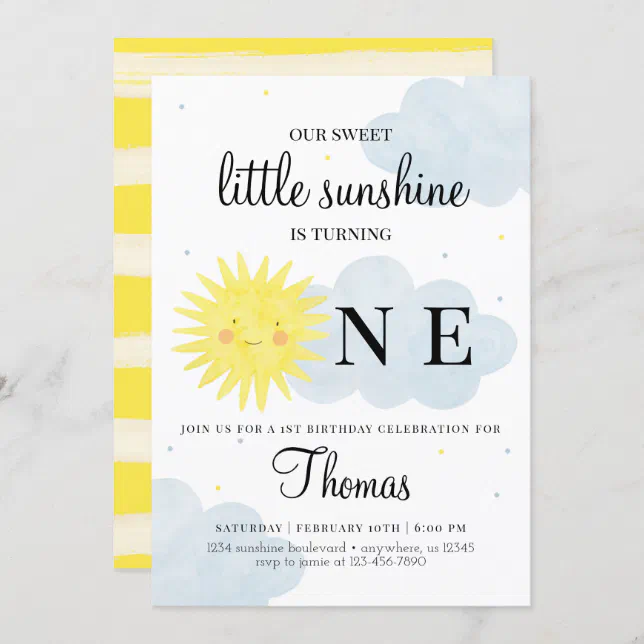 Sunshine Birthday Invitation for Boy or Girl | Zazzle