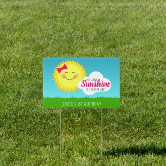 Sunshine Birthday Party Sign | Zazzle