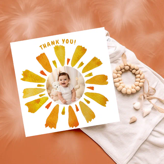Sunshine birthday thank you card | Zazzle