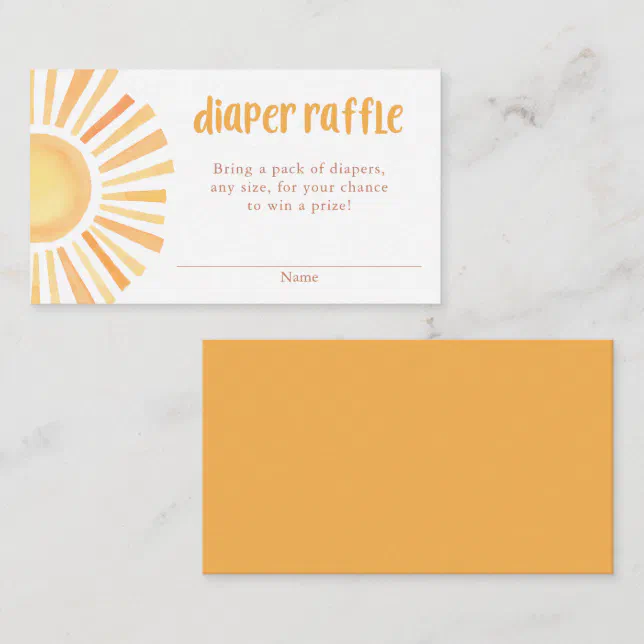 Sunshine boho sun baby shower diaper raffle cards | Zazzle