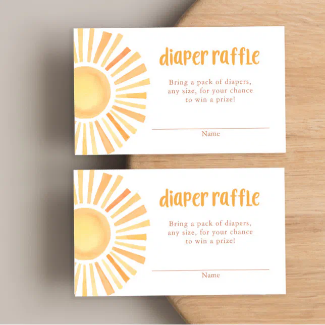 Sunshine boho sun baby shower diaper raffle cards | Zazzle