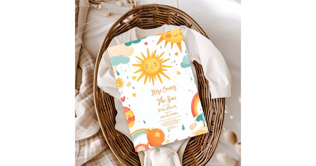 Sunshine Boho Sun Gender-Neutral Baby Shower Invitation | Zazzle
