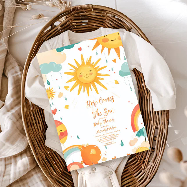 Sunshine Boho Sun Gender-Neutral Baby Shower Invitation | Zazzle