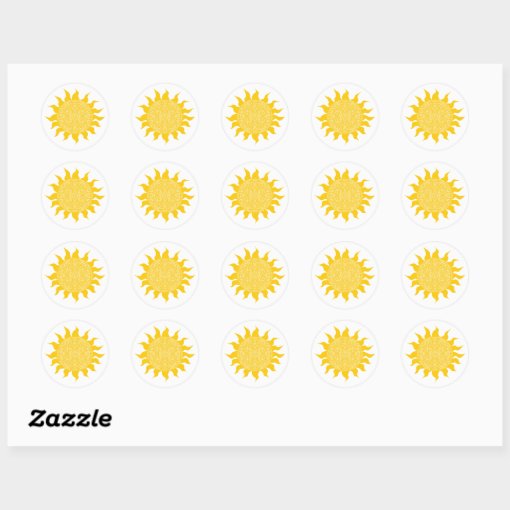 Sunshine Bright Yellow Sun Classic Round Sticker | Zazzle