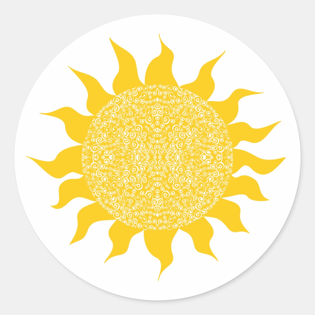 Sunshine Bright Yellow Sun Classic Round Sticker | Zazzle
