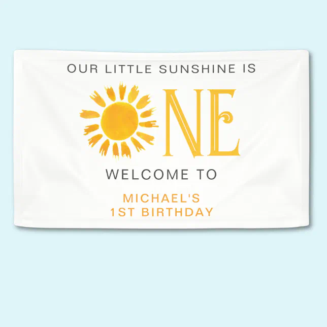 Sunshine First Birthday Welcome Banner | Zazzle