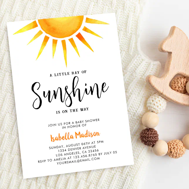 Sunshine Gender Neutral Baby Shower Invitation | Zazzle
