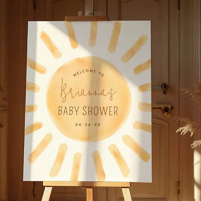 Sunshine Gender Neutral Baby Shower Welcome Sign | Zazzle