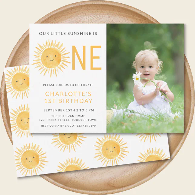 Sunshine Girl's First Birthday Party Invitation | Zazzle