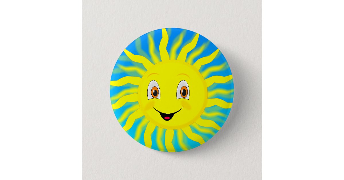 Sunshine Happy Face Button | Zazzle