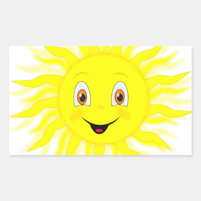Sunshine Happy Face Rectangular Sticker | Zazzle