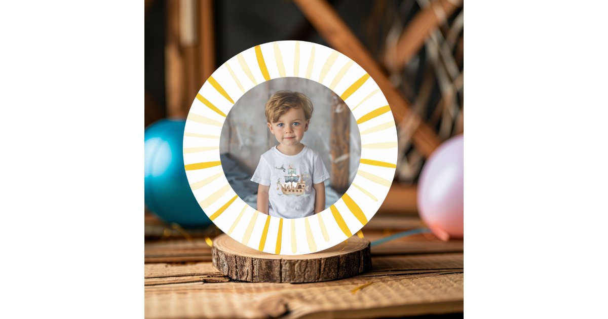 Sunshine is Turning One Birthday Party Classic Round Sticker | Zazzle