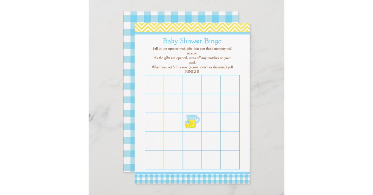 Sunshine & Lemonade Blue & Yellow Bingo Invitation | Zazzle