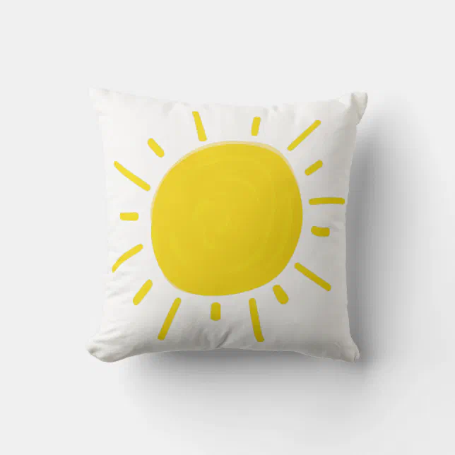 Sunshine Painted Whimsical Yellow Sun Throw Pillow | Zazzle