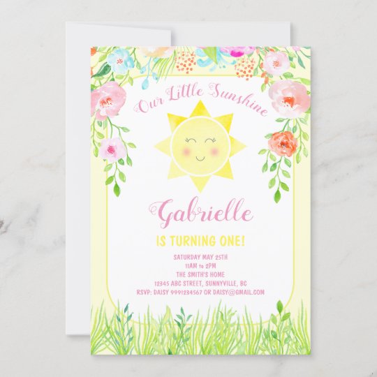 Sunshine Party Invitation, Our Little Sunshine Invitation | Zazzle.com