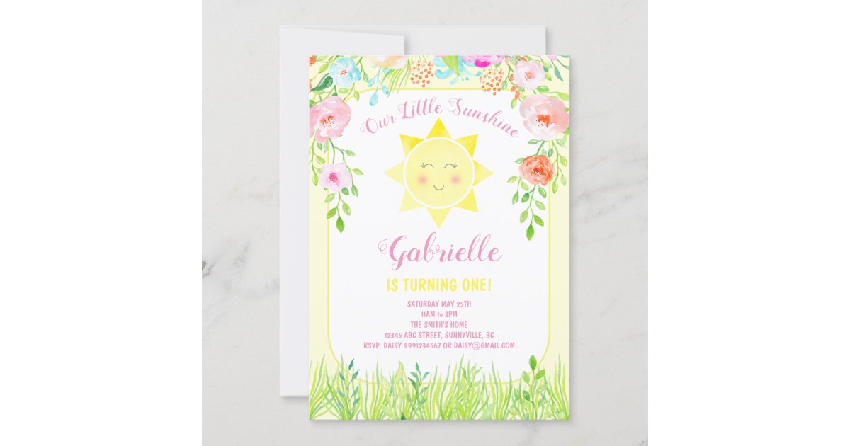 Sunshine Party Invitation, Our Little Sunshine Invitation | Zazzle