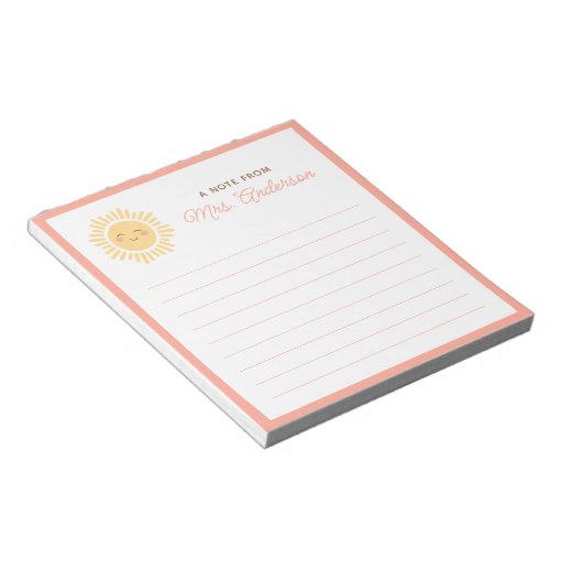 Sunshine Personalized Teacher Appreciation Gift Notepad | Zazzle