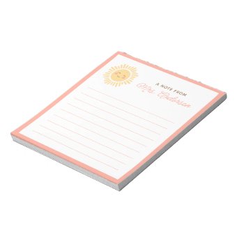 Sunshine Personalized Teacher Appreciation Gift Notepad | Zazzle