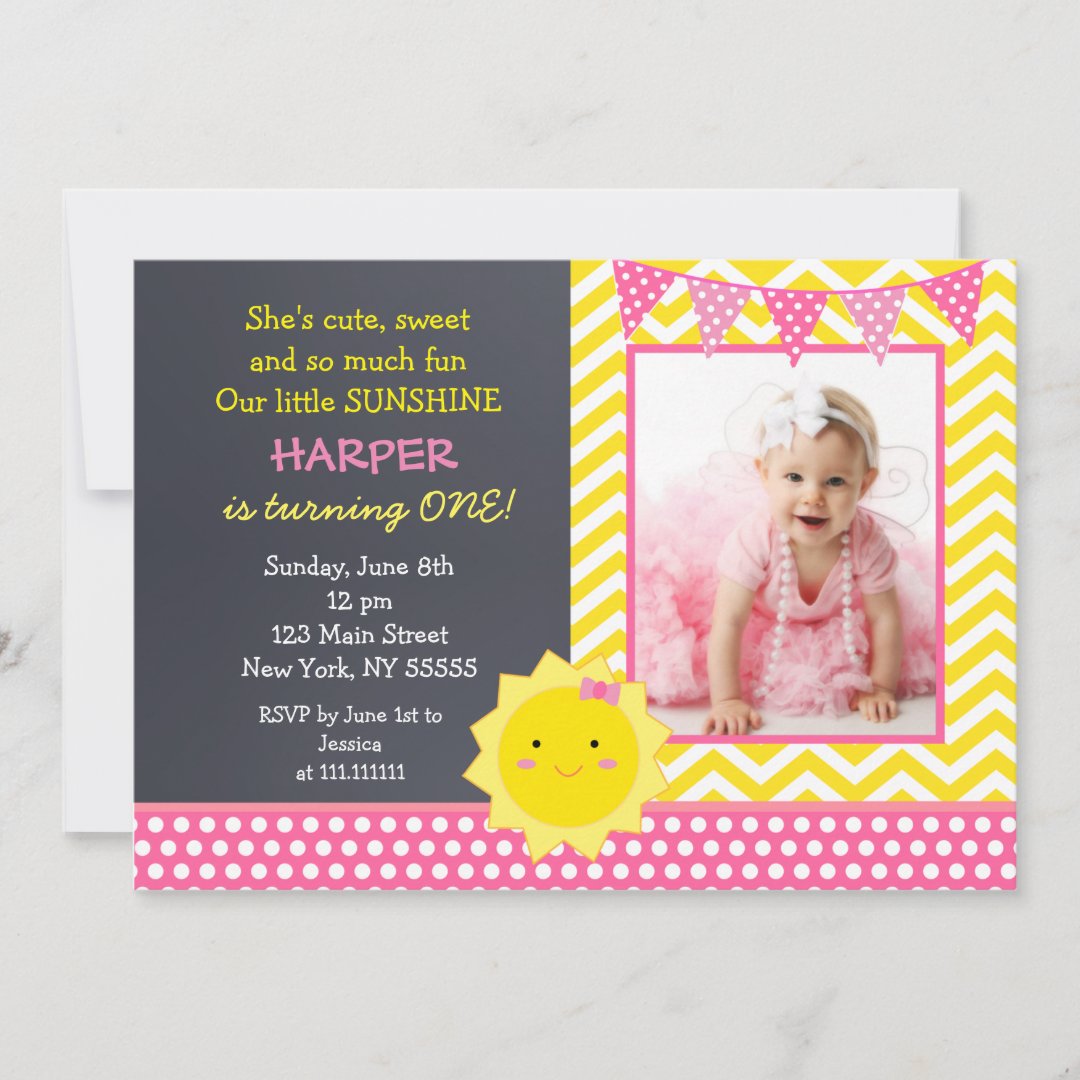 Sunshine Photo Birthday Party Invitation | Zazzle